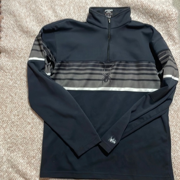 Spyder | Shirts | Spyder Pullover Men M Black 4 Zip Base Layer ...